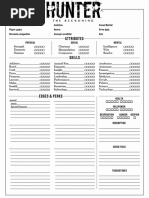 Hunter: The Reckoning 5E Character Sheet | PDF | Role Playing Games