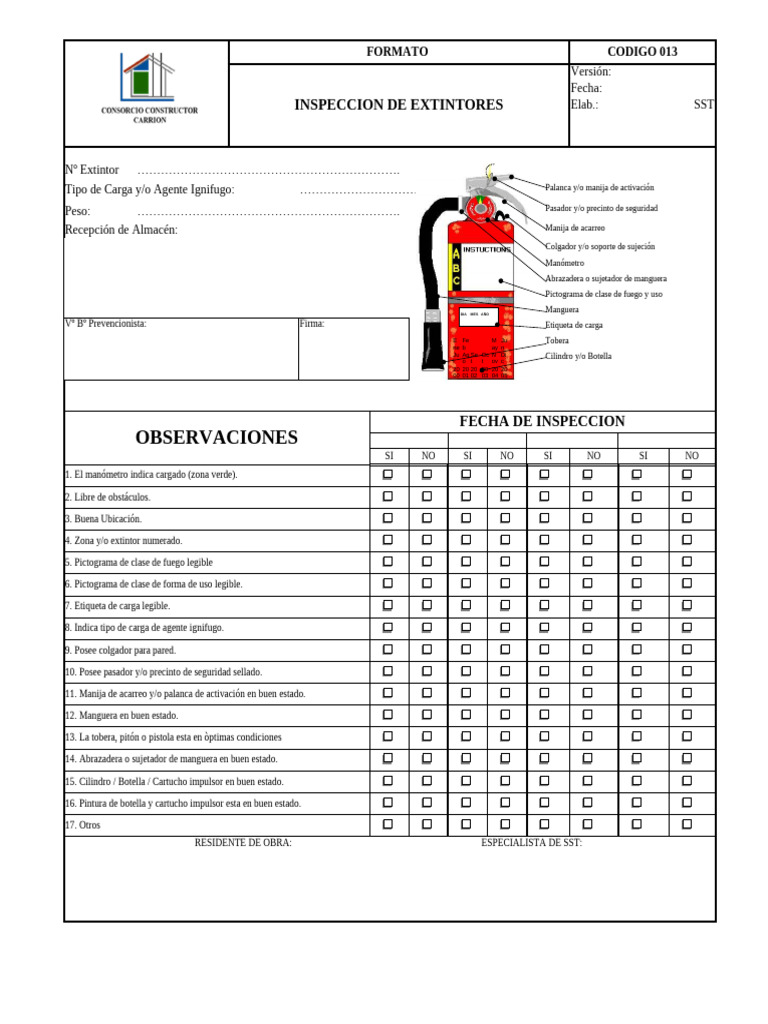 12. CHECK LIST EXTINTOR | PDF