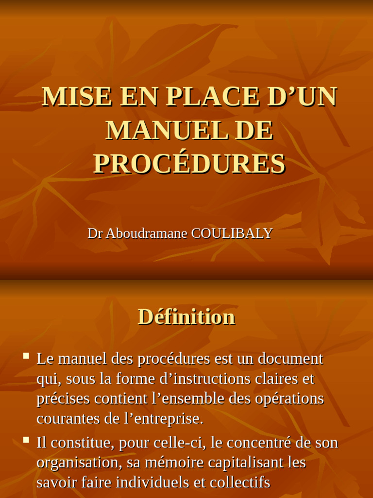 Élaboration d'un Manuel de Procédures | PDF | Contrôle interne