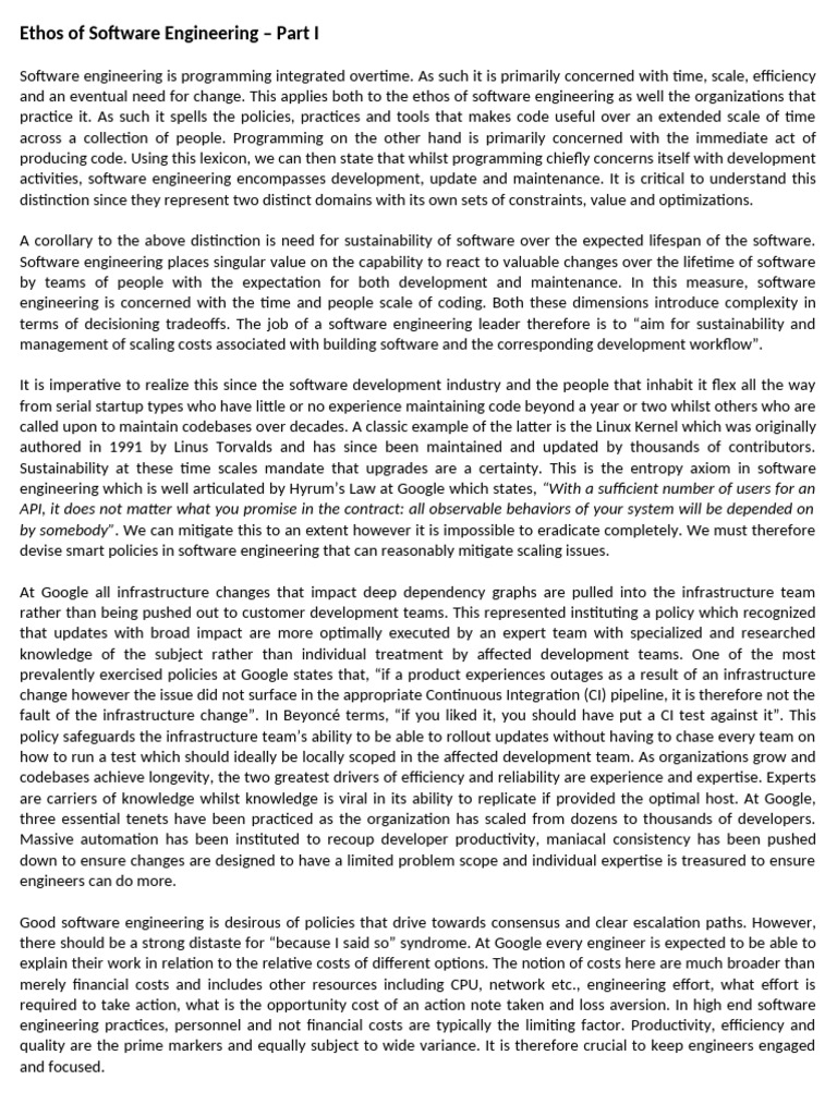 My Ethos of Software Engineering | PDF | Engineering | Software