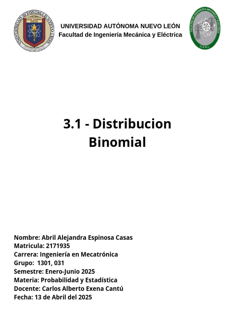 3.1 - Distribucion Binomial | PDF