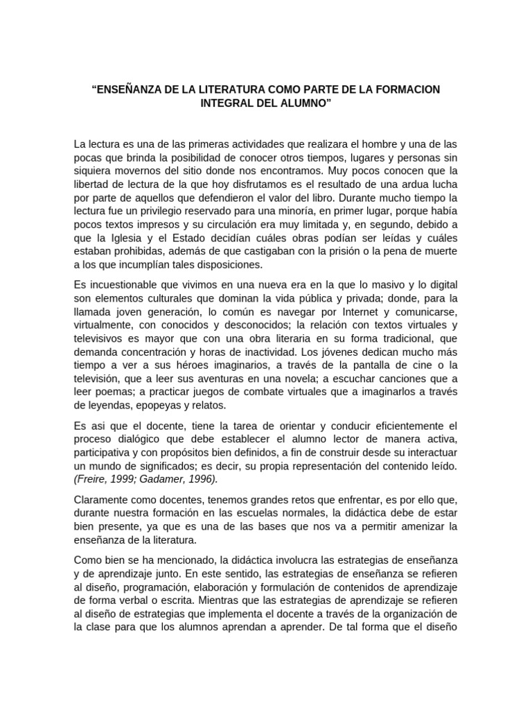 Enseñanza de Literatura y Didáctica Efectiva | PDF | Enseñando ...