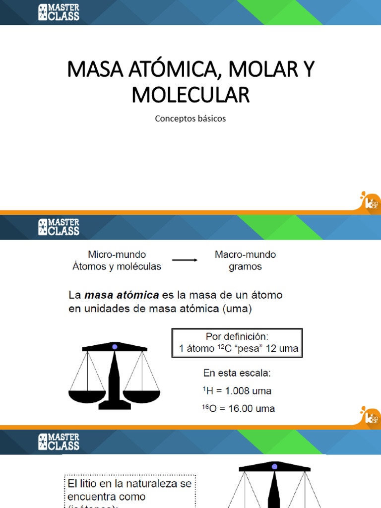 Masa Atomica Molar y Molecular Conceptos - Baasicos | PDF