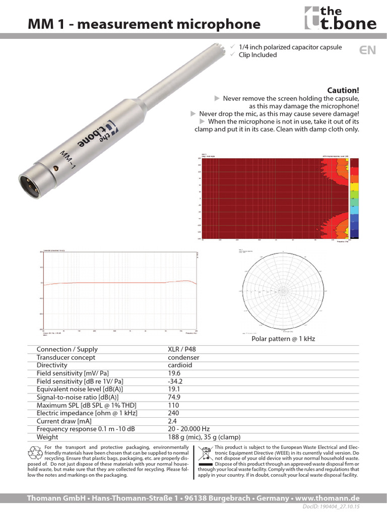 T - Bone MM 1 - Measurement Mic | PDF | Microphone | Electrical Engineering