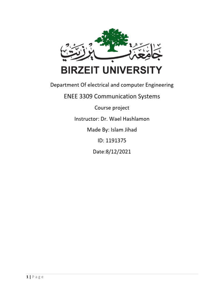 Project Report - 1191375 | PDF | Modulation | Frequency Modulation