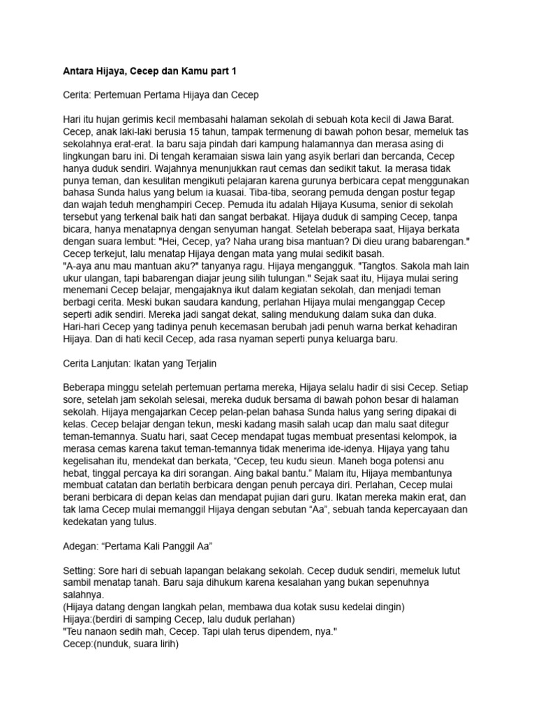 Antara Hijaya, Cecep Dan Kamu Part 1 | PDF