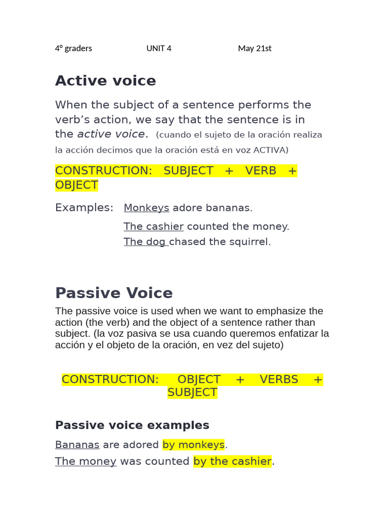 4 U4 Passive Voice Lesson | PDF