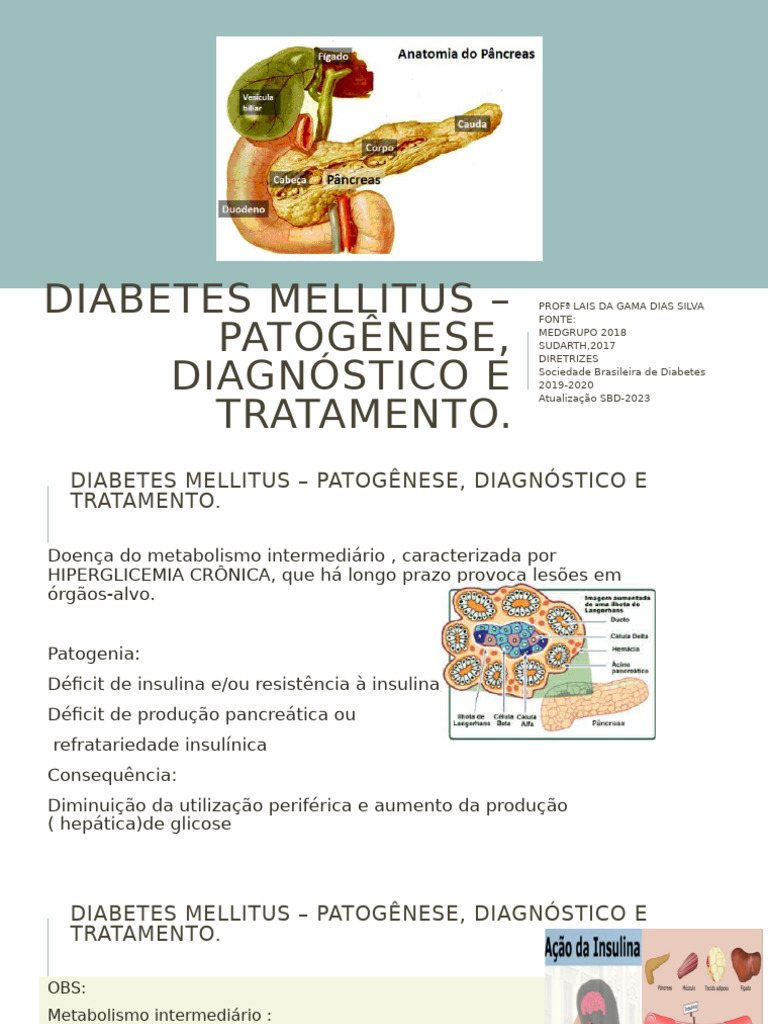 Aula 7 Alunosdiabetes Mellitus - Patogênese, Diagnóstico e Tratamento ...