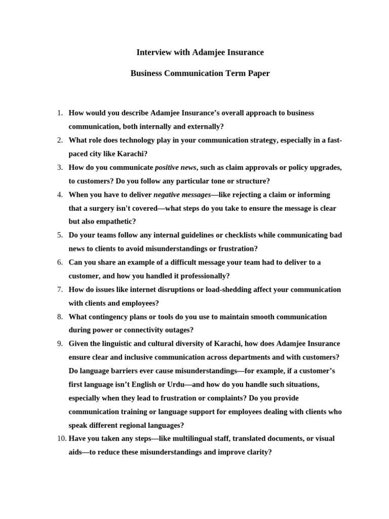 Adamjee Insurance Communication Strategies | PDF | Communication ...