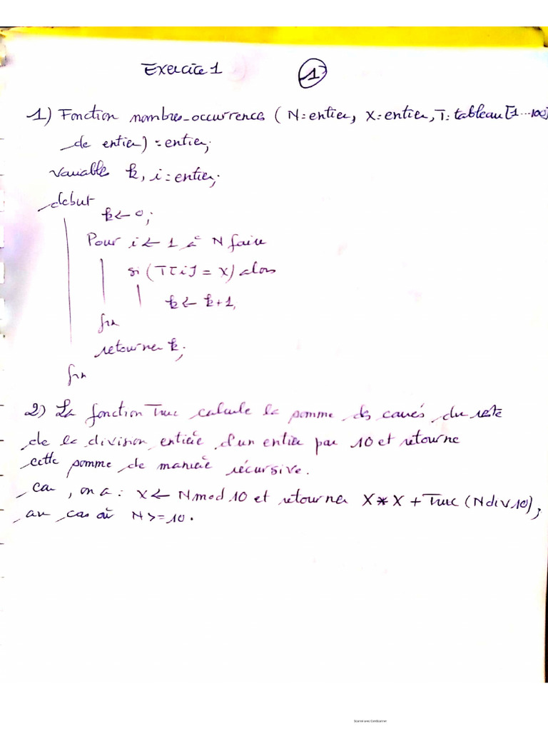 Correction Du Devoir Algo 2 | PDF