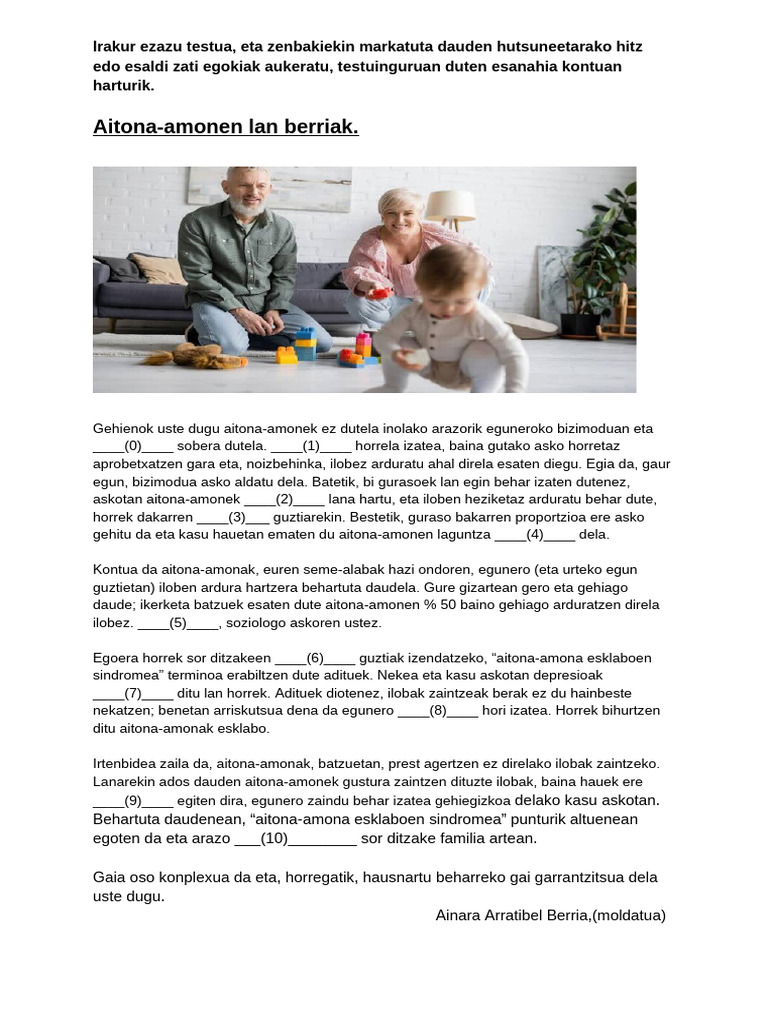 De Aitona-Amonen Lan Berriak-Ulerm. | PDF