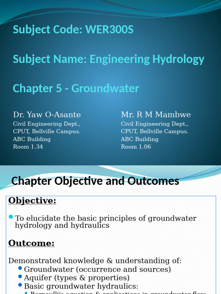 Chapter 5 Groundwater - Rev | PDF | Aquifer | Groundwater