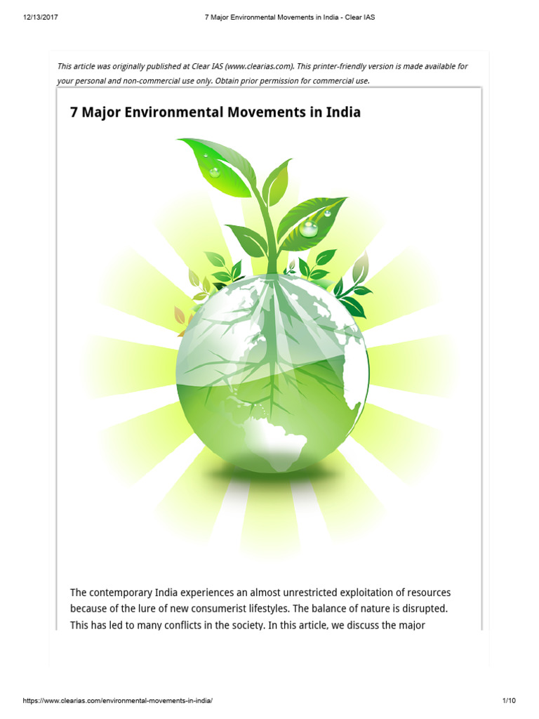 Major Environmental Movements in India | PDF | Natural Environment
