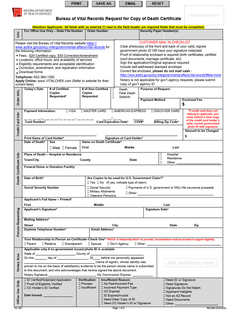 Application Certificate Death | PDF | Arizona | Notary Public