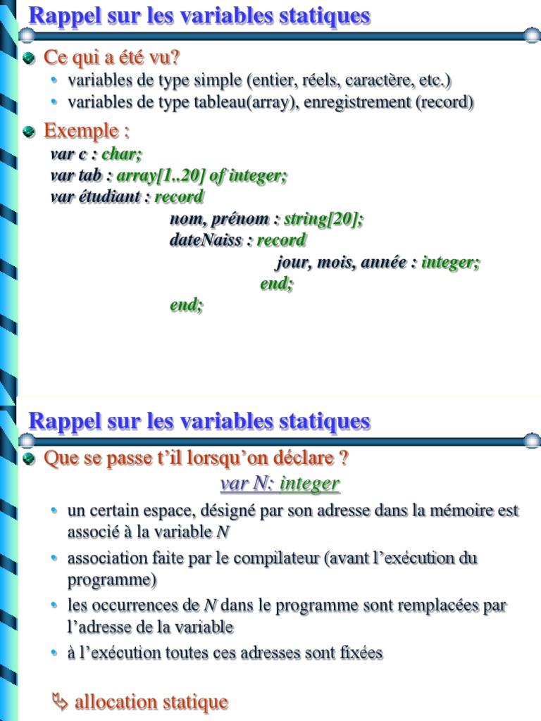 Coursalgo 3 Partii | PDF | Pointeur (programmation) | Variable (informatique)