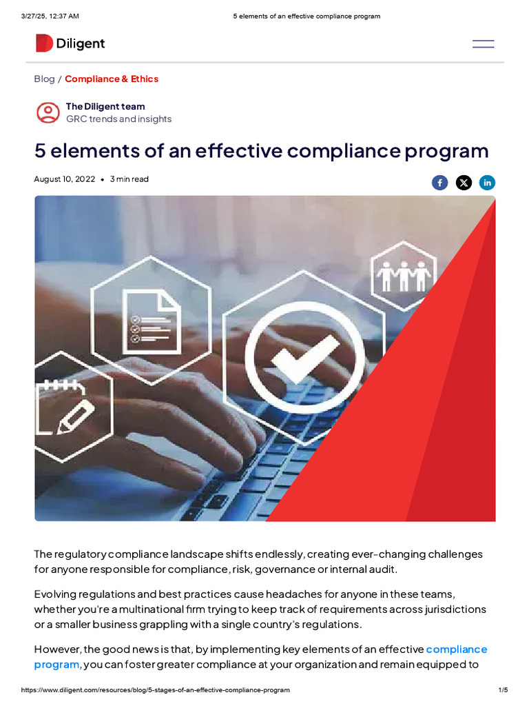 5 Elements of An Effective Compliance Program | PDF | Regulatory Compliance | Privacy