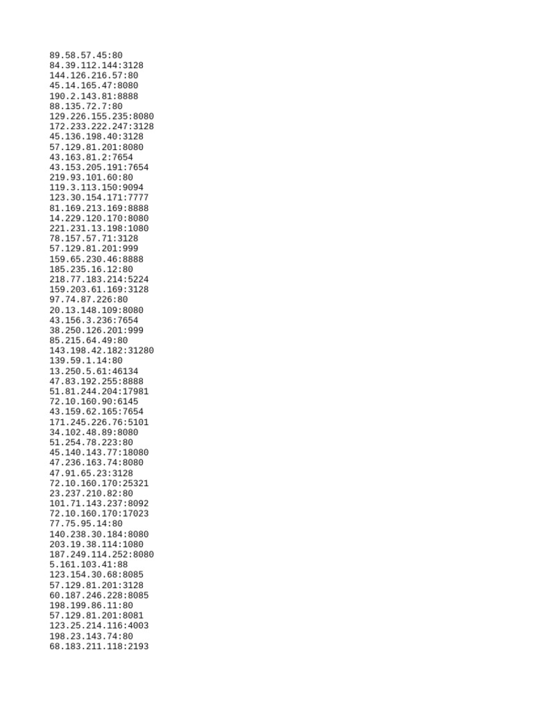 Proxy Server IP Addresses List | PDF