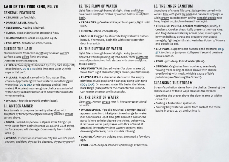 Lair of The Frog King SD Cheat Sheet | PDF