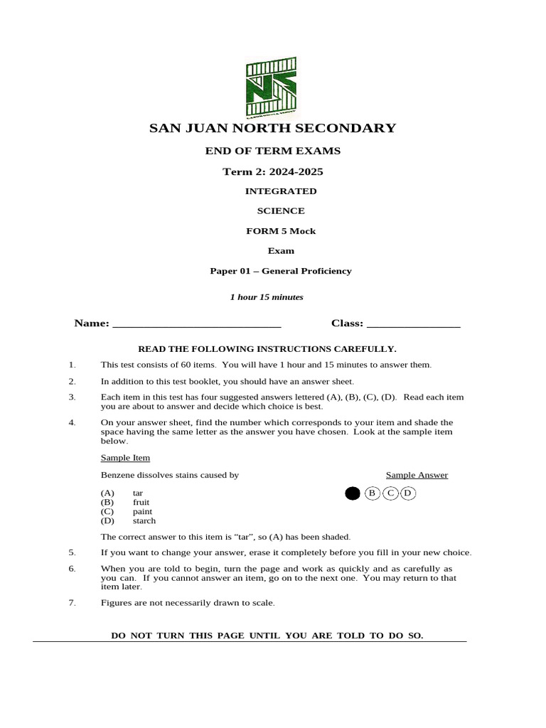 Form 5 Integrated Science Mock Exam | PDF | Humidity | Atmosphere
