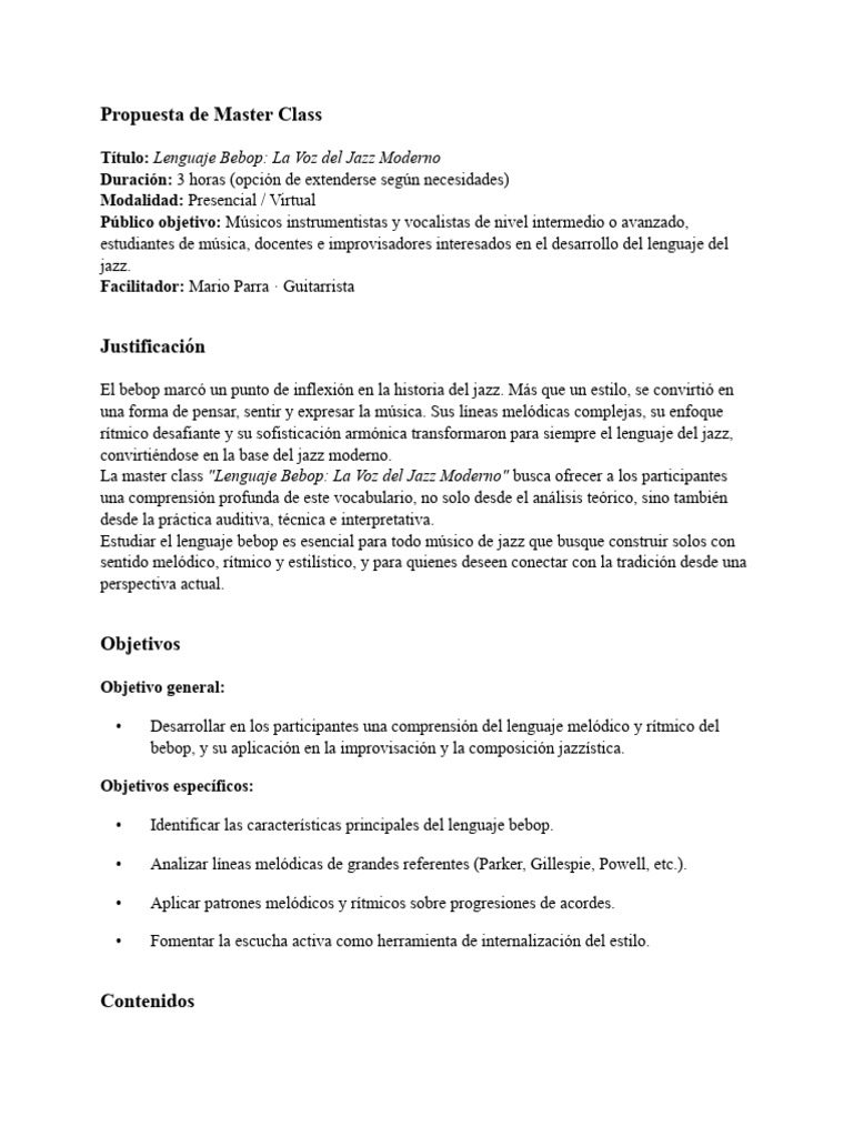 Lenguaje Bebop Master Class | PDF | Jazz | Musicología