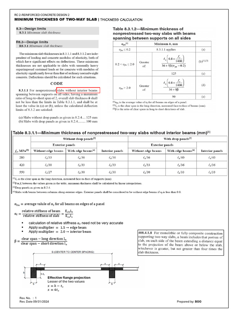 007 - Rc-2-Two Way Slab Thickness Calculation | PDF | Structural Engineering | Building Engineering