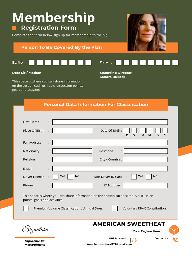 Green Orange Membership Form Template PDF | PDF