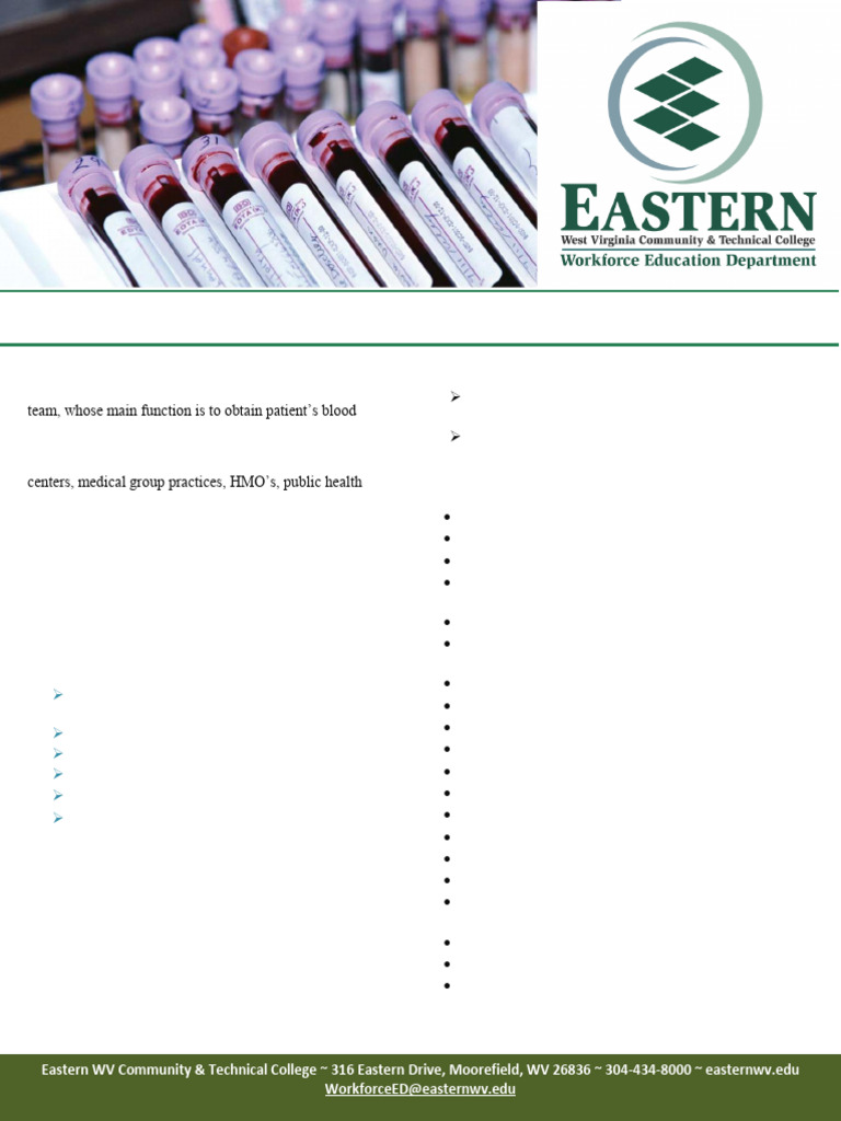 Phlebotomy-Technician Program-Info 2022 | PDF | Medical Specialties | Medicine