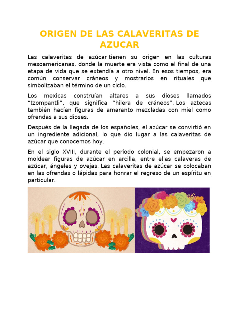 Origen de Las Calaveritas de Azucar | PDF