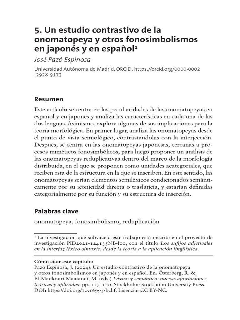 Jose Pazó Espinosa - Un Estudio Contrastivo de La Onomatopeya y Otros ...