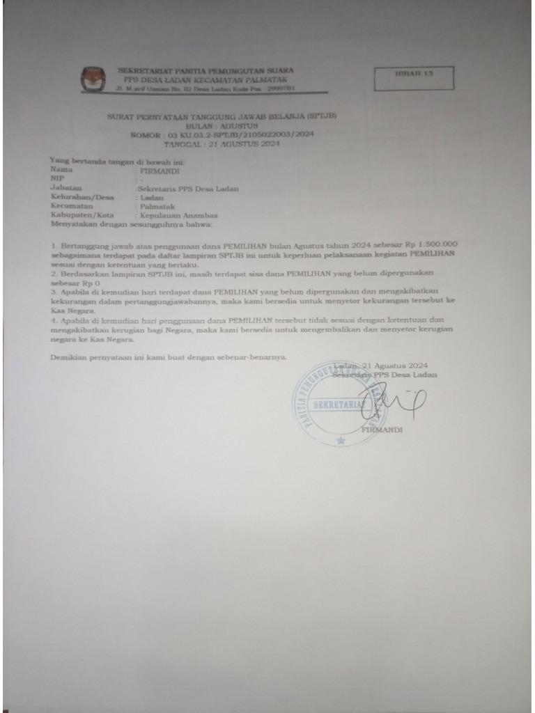 SPTJB AGUSTUS 2024 | PDF