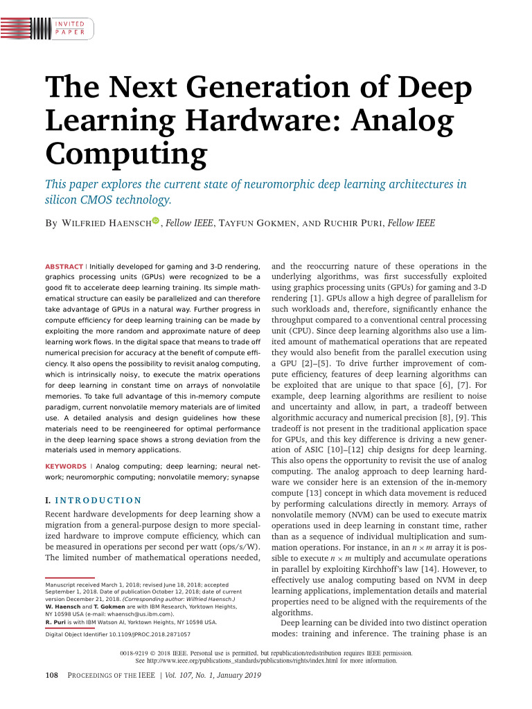 Analog Computing for Deep Learning | PDF | Analog To Digital Converter ...