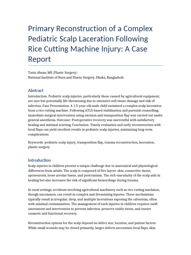 Pediatric Scalp Reconstruction Case Study | PDF | Wound | Surgery