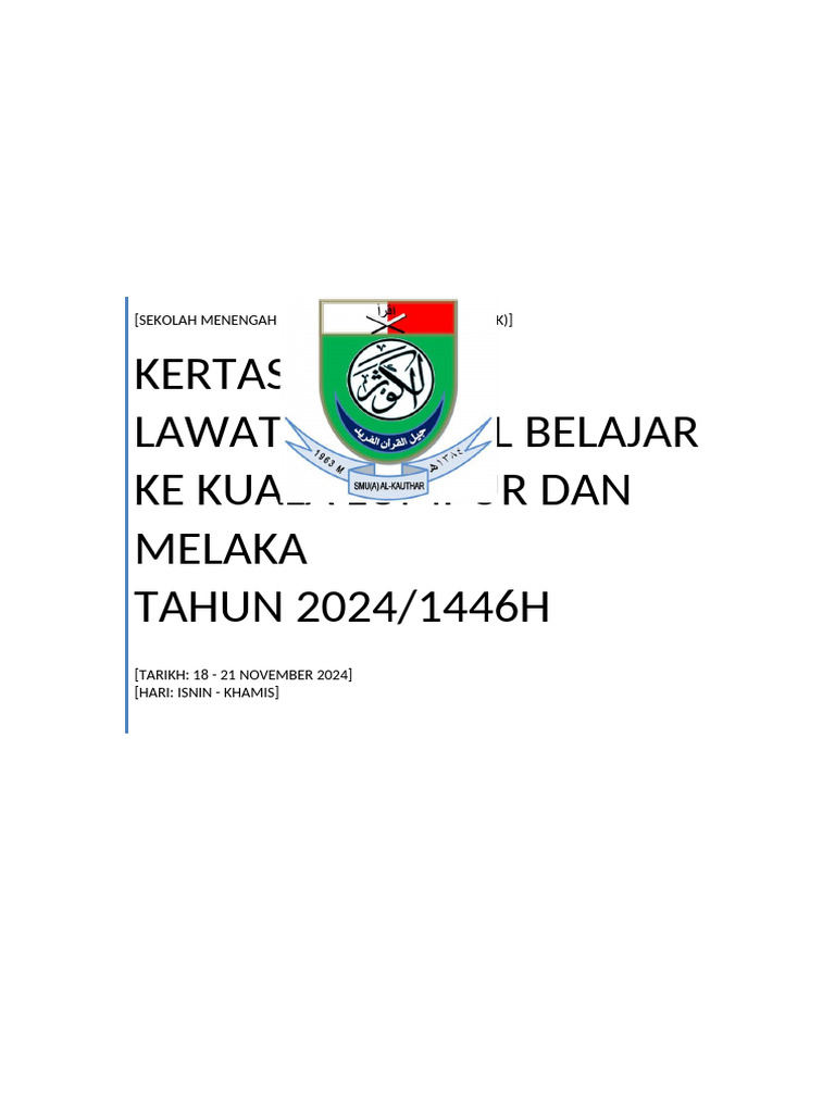Kertas Kerja Lawatan Sambil Belajar 2024 | PDF