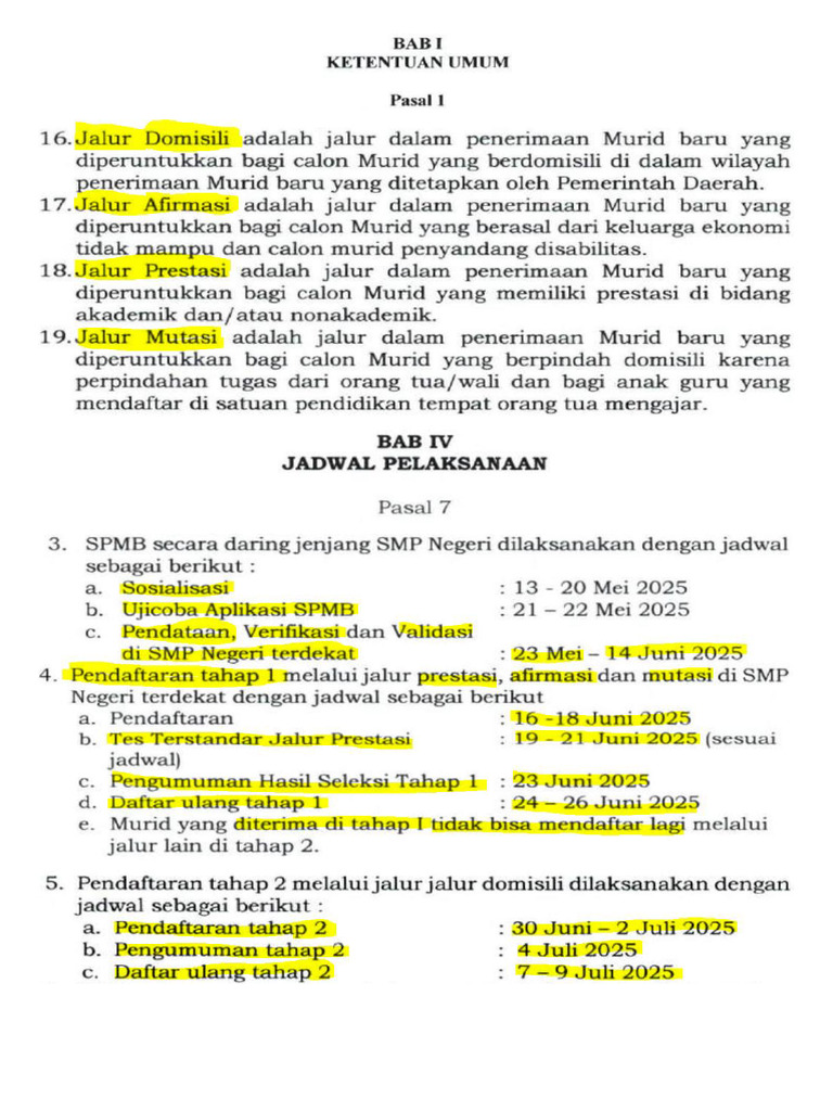 Ngerangkum Teknis SPMB SMP 2025 | PDF
