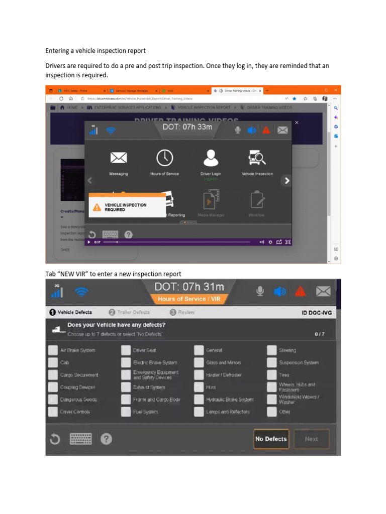 Entering a Vehicle Inspection Report | PDF