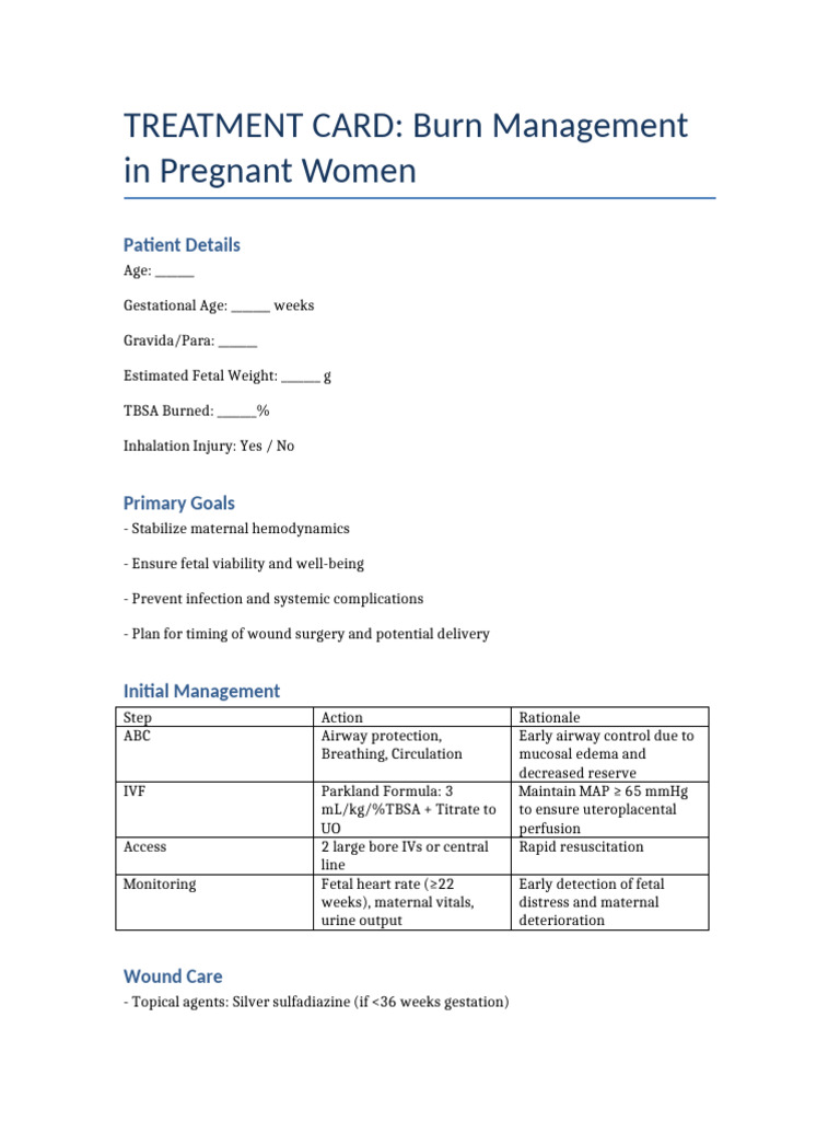 Burn Management in Pregnant Women | PDF | Burn | Fetus