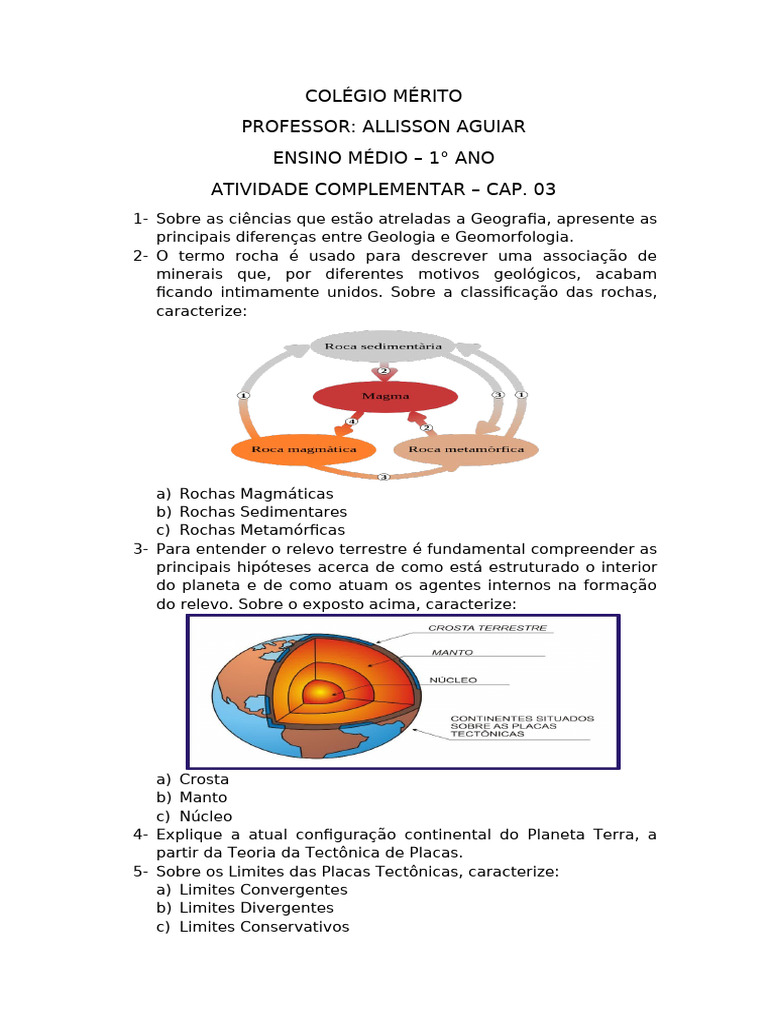 Atividade Complementar - 1° Ano - Mérito | PDF