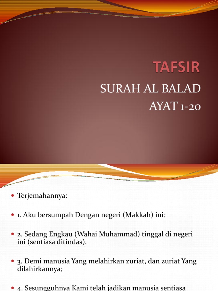 Tafsir Surah Al Balad | PDF
