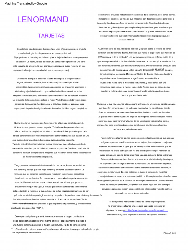 Lenormand Signifcado Traducido | PDF | Amor | Los símbolos