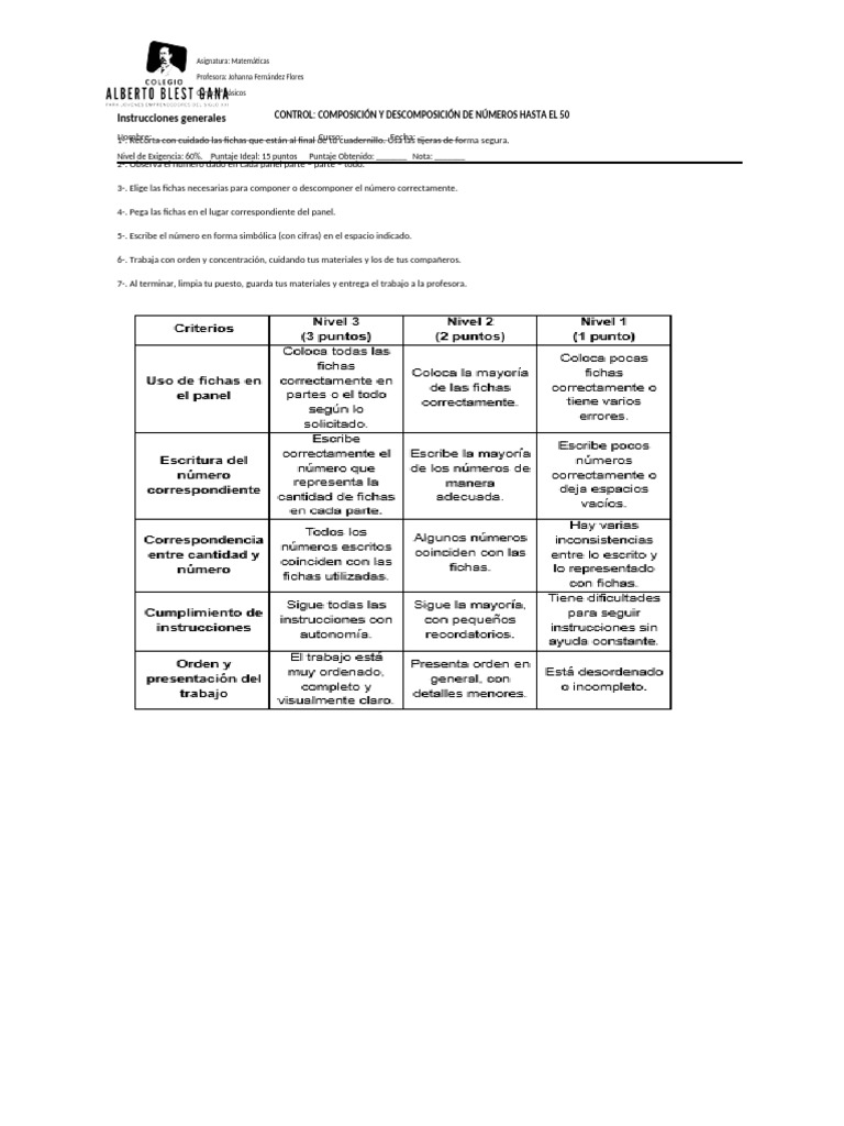 Control Componer y Descomponer Números | PDF
