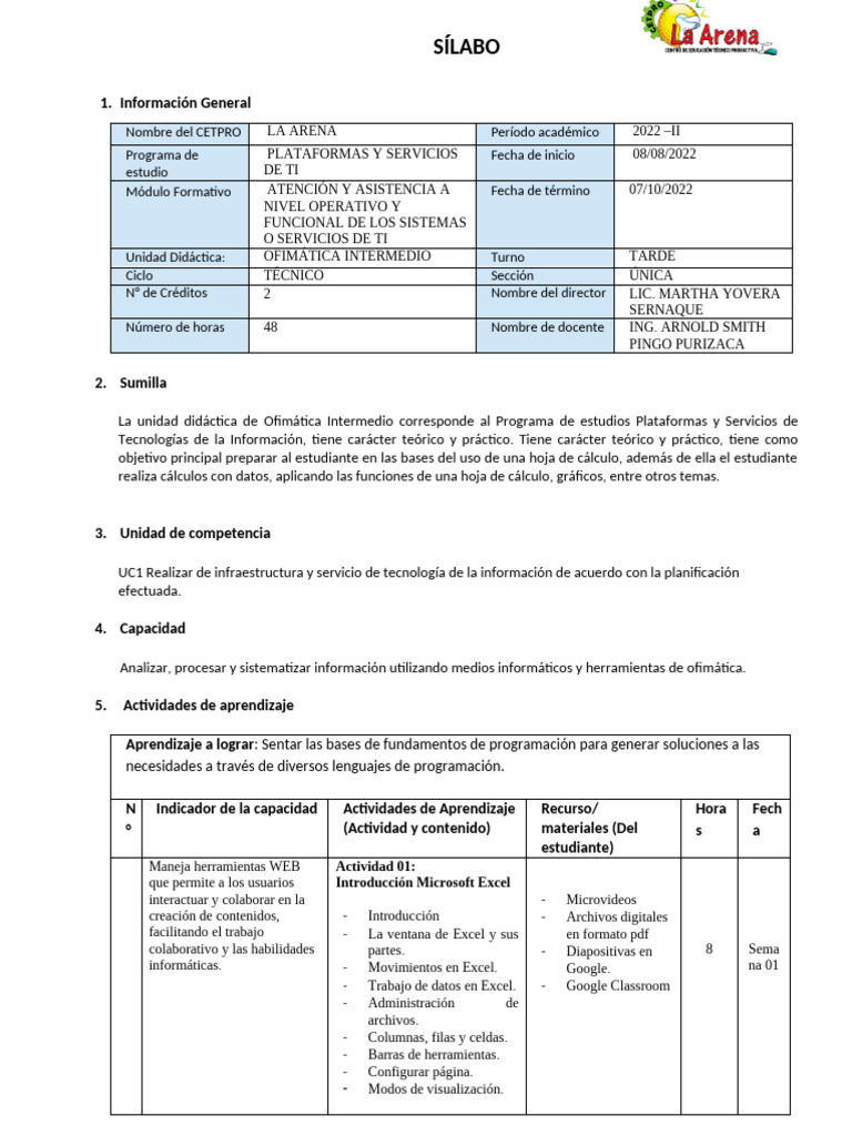 Ofimatica Intermedio | PDF | Microsoft Excel | Programa de computadora