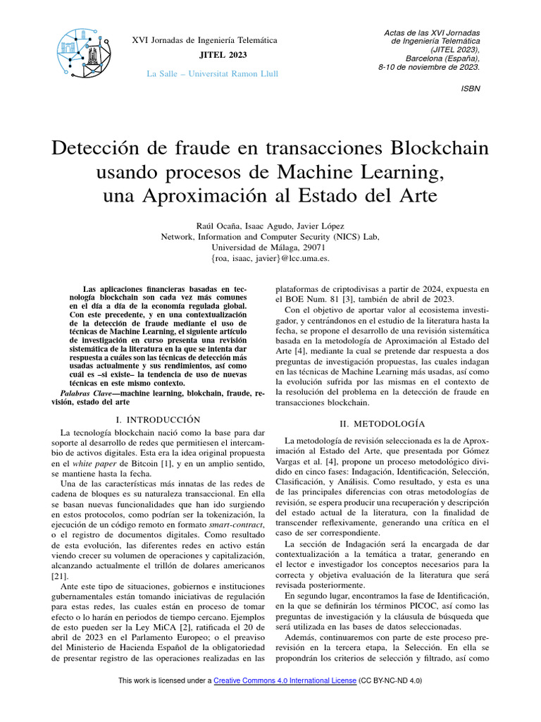 Deteccion de Fraude en Transacciones Blockchain Usando Procesos de Machine Learning Una ...
