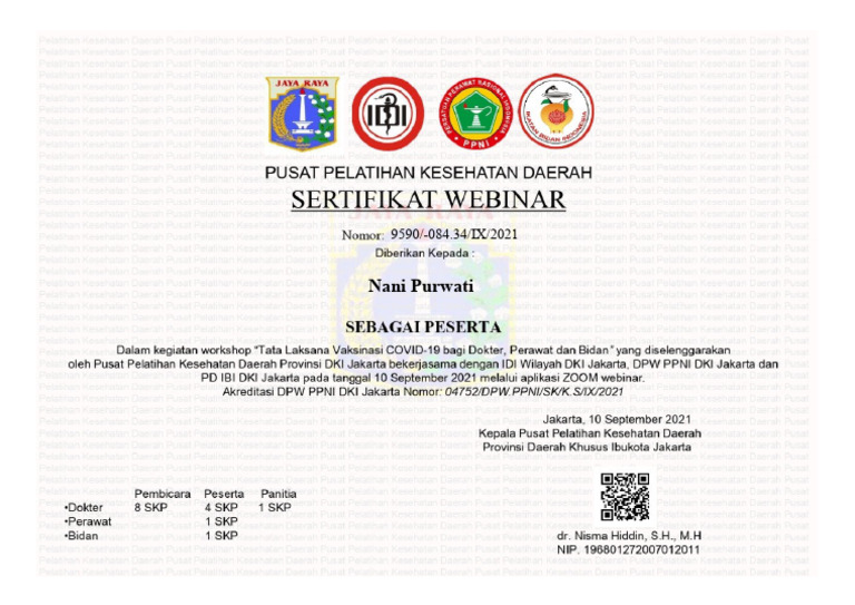 Sertifikat - Nani Purwati - No.-750 | PDF