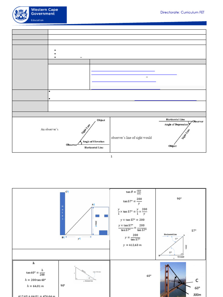 Mathematics Grade 10 Term 3 Week 6 - 2020 | PDF | Trigonometry ...