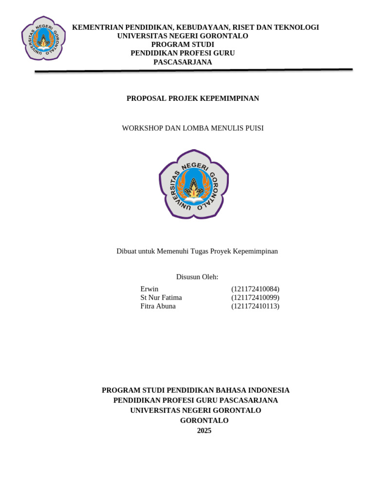 Proposal Lengkap Projek Kepemimpinan (Uts) | PDF