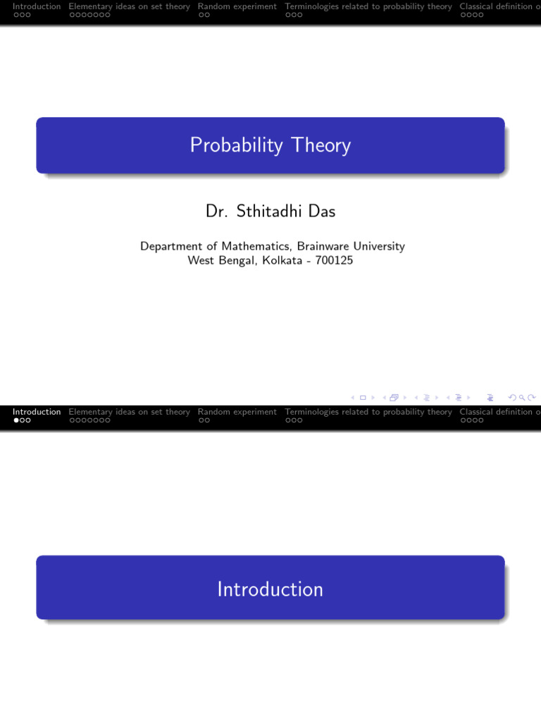Presentation On Probability Theory | PDF | Set (Mathematics) | Probability Theory