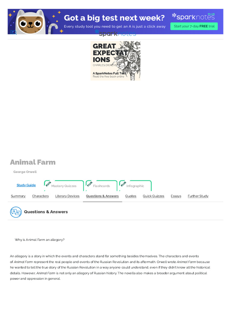 Animal Farm - Questions & Answers - SparkNotes | PDF