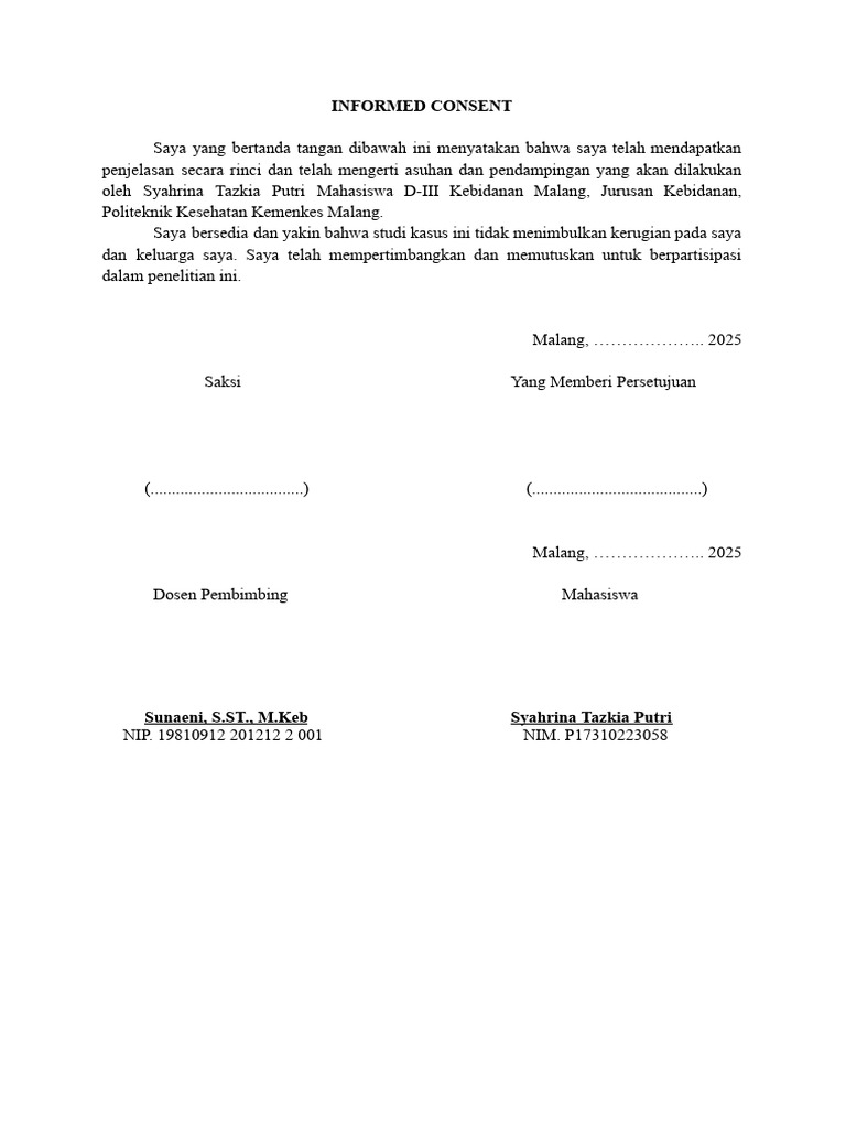Lembar Informed Consent | PDF