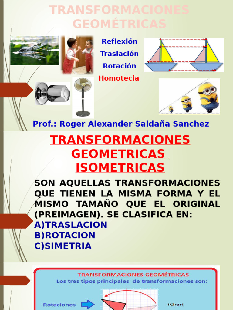 Transformaciones Geométricas Isométricas | PDF | Rotación | Simetría