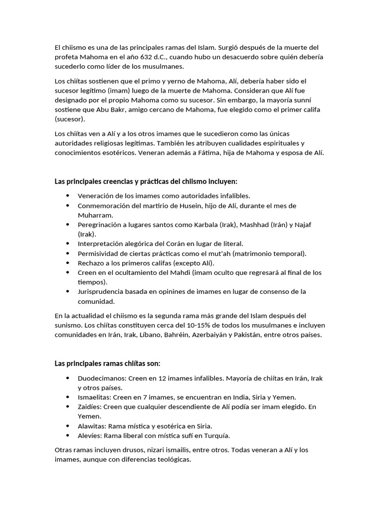 El Chiismo Es Una de Las Principales Ramas Del Islam | PDF | Islam ...